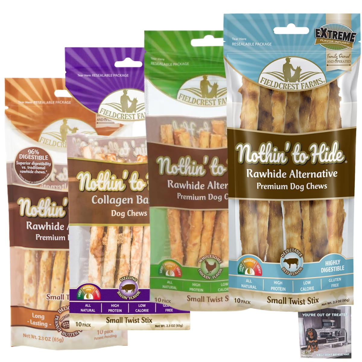 Fieldcrest Farms Nothing to STF9 Hide Natural Rawhide Alternative Stix ...