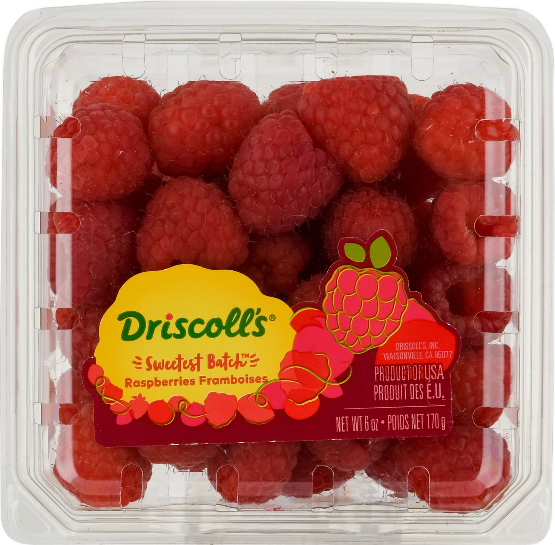 Driscoll's Raspberries Sweetest Batch 6 oz Fresh Fruit for Breakfast ...