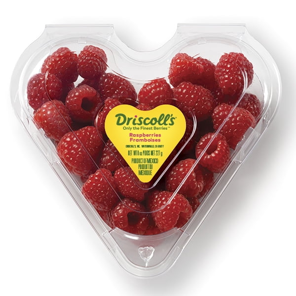 Fresh Driscoll's Raspberries, 8 oz Heart-Shaped Container - Walmart.com
