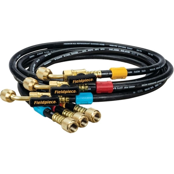 Fieldpiece HR3B Ball Valve Refrigerant Hose Set (3) with Color Tags - 1 ...