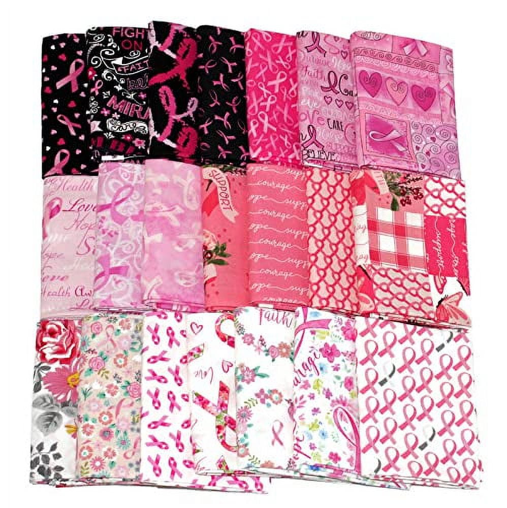 Fields 10 Fat Quarters - Breast Cancer Awareness Pink Ribbons Survivors ...