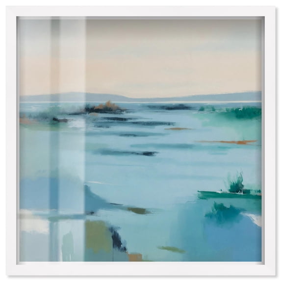 Fields in blue Shadowbox Print Bedroom Wall Art by Art Remedy, White ...