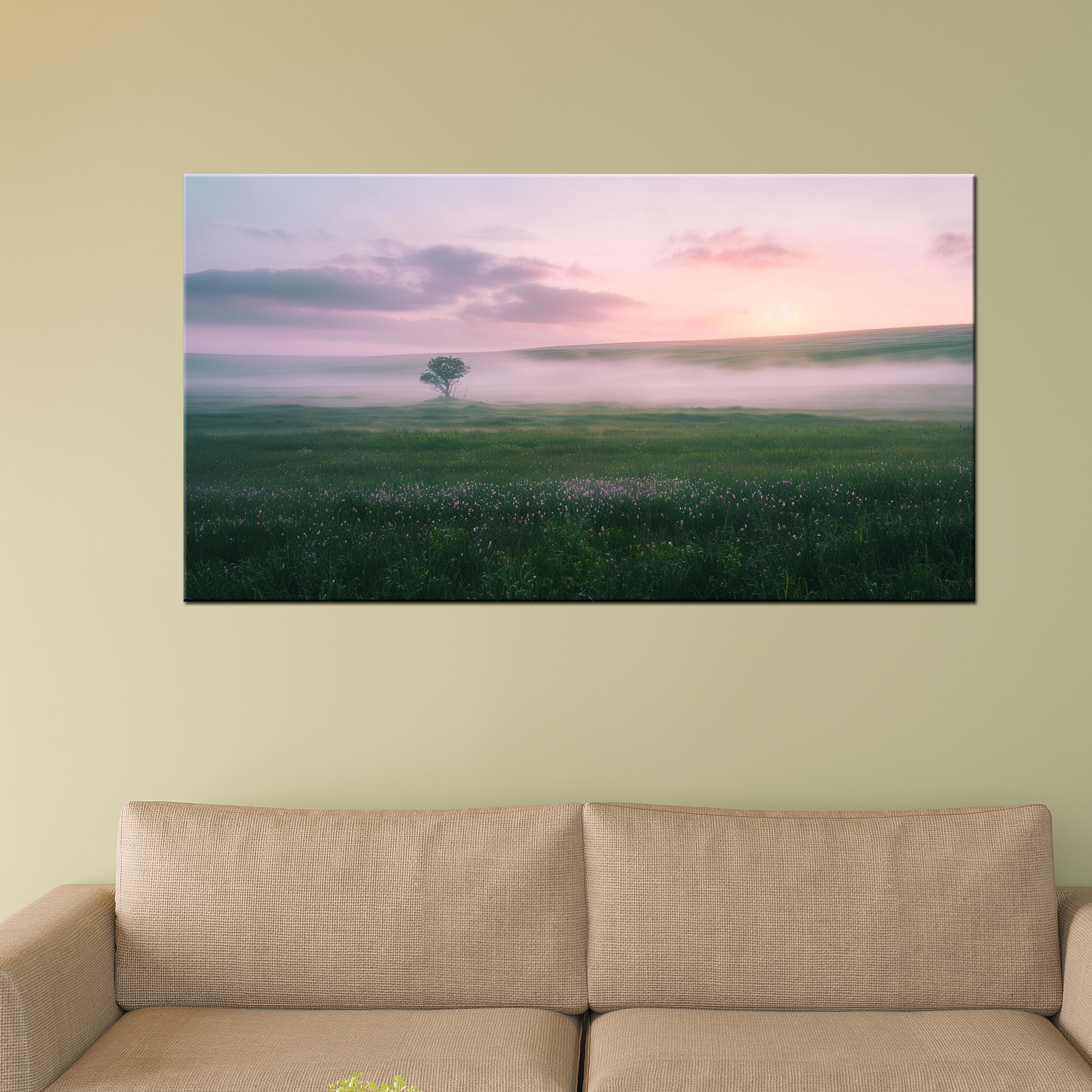 Fields of Light- Sunrise Over the Misty Flower Field (16"x24 ...