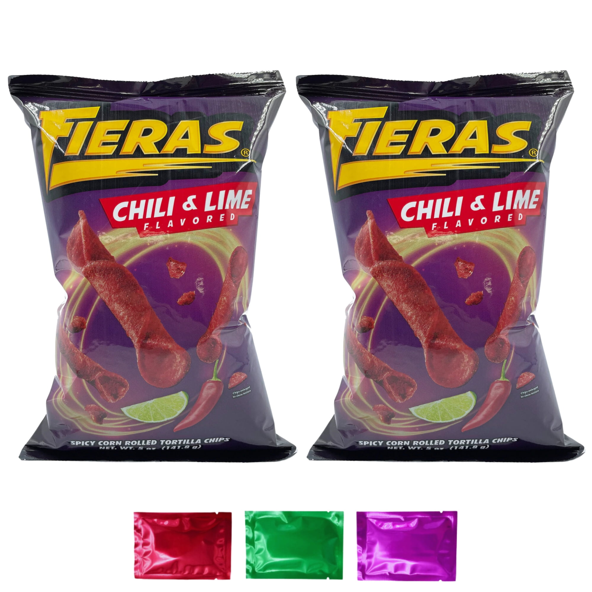 Fieras Chili and Lime Flavored Spicy Corn Rolled Tortilla Chips, Party ...