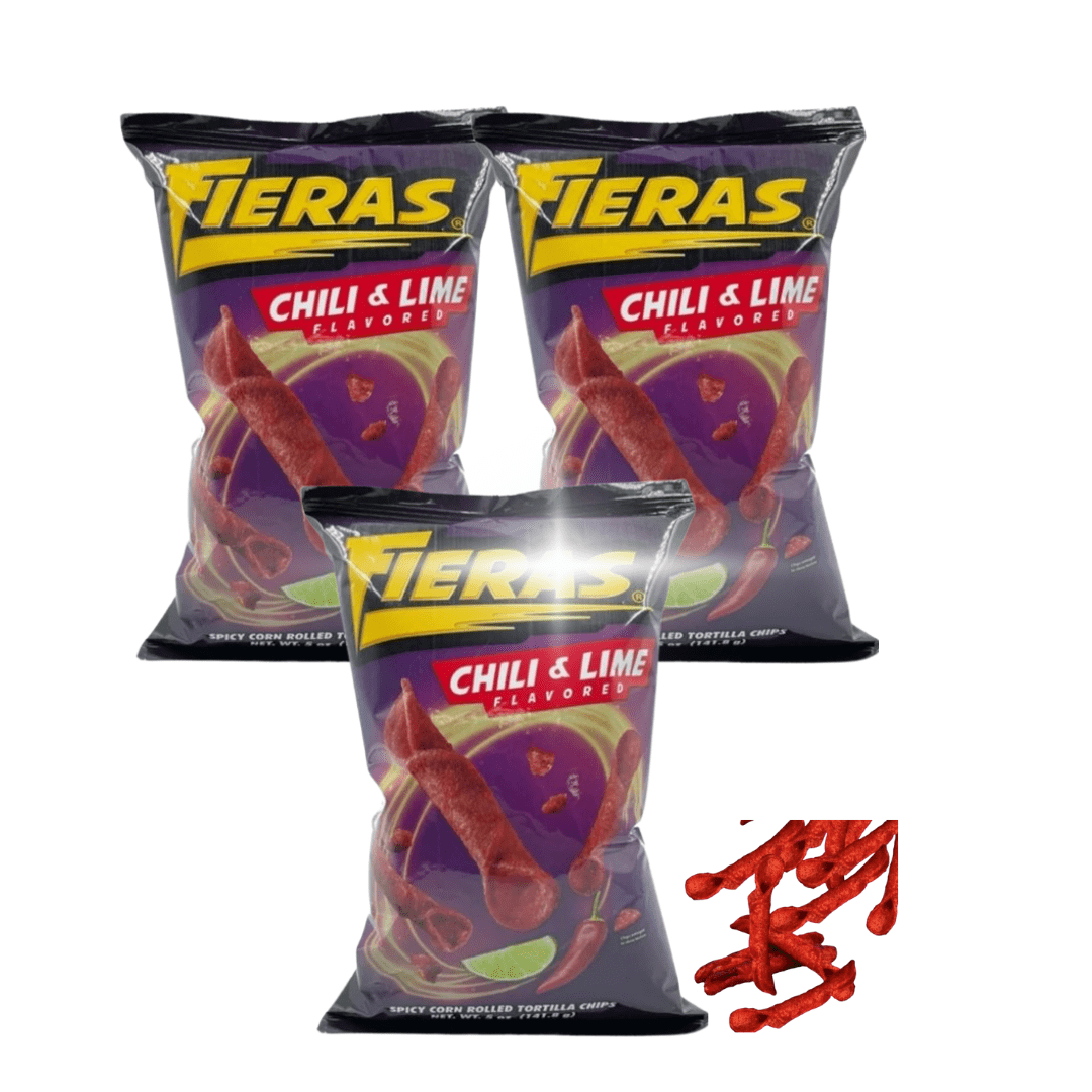 Fieras Chili & Lime Spicy Corn Rolled Tortilla Chips – 5 oz Bags (3 ...