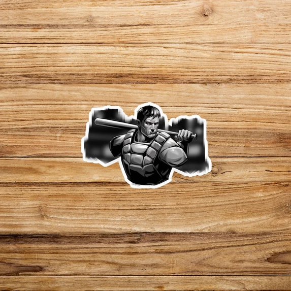 Fierce Baseball Player Sticker: Powerful Monochrome Sports Art ...