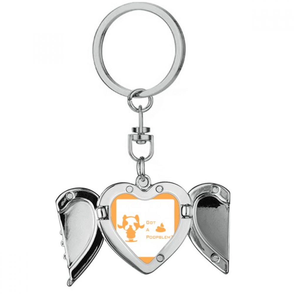 Fierce Boston Terrier Poop Problem Heart Angel Wing Key Chain Holder ...