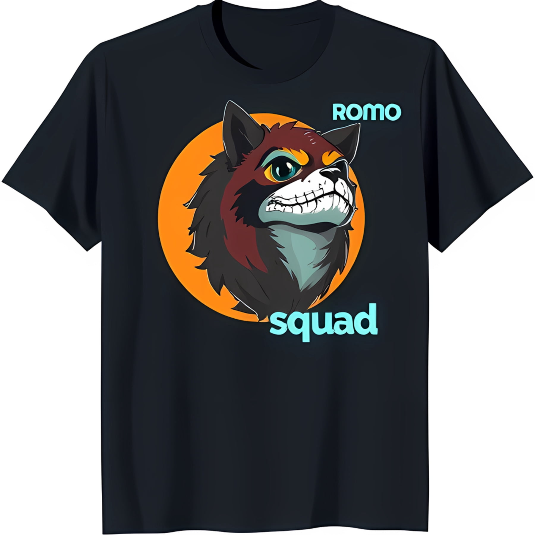 Fierce Cartoon Head Graphic Black T-Shirt ROMO SQUAD Design - Walmart.com