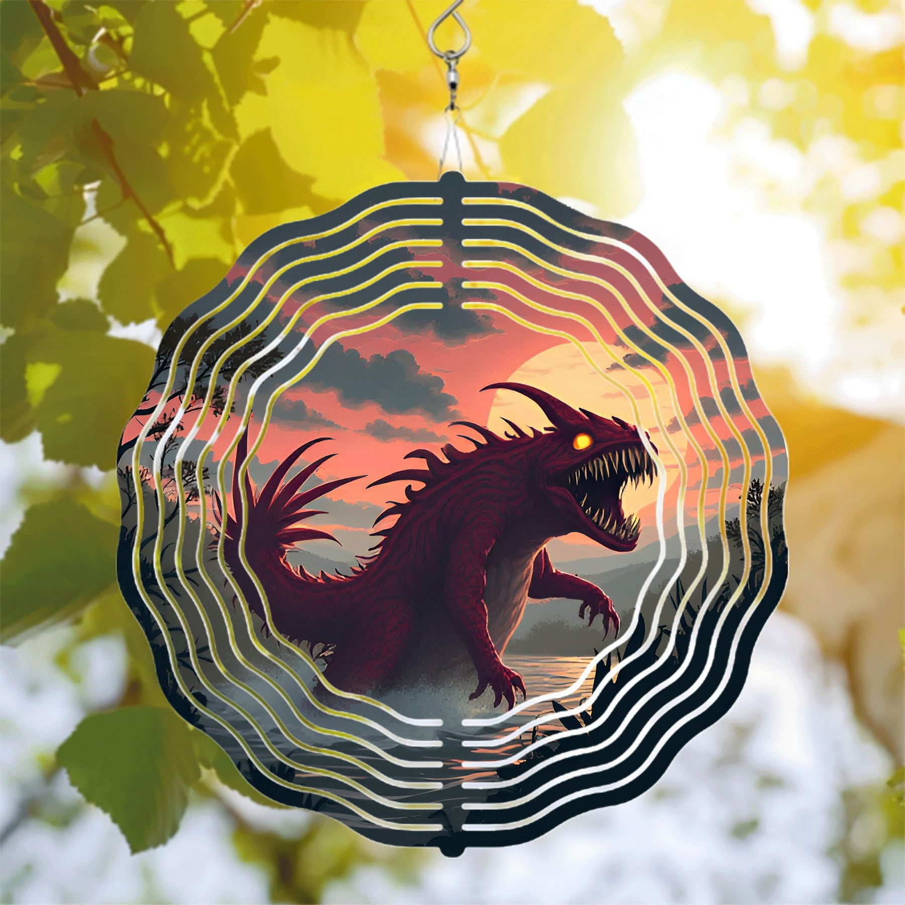 Fierce Dragon Metal Wind Spinner & Chime - Mystical Garden Decor with ...