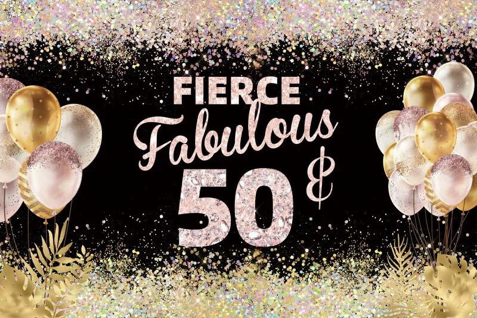 Fierce Fabulous And 50 Birthday Background Glitter Sequin Balloon Party ...