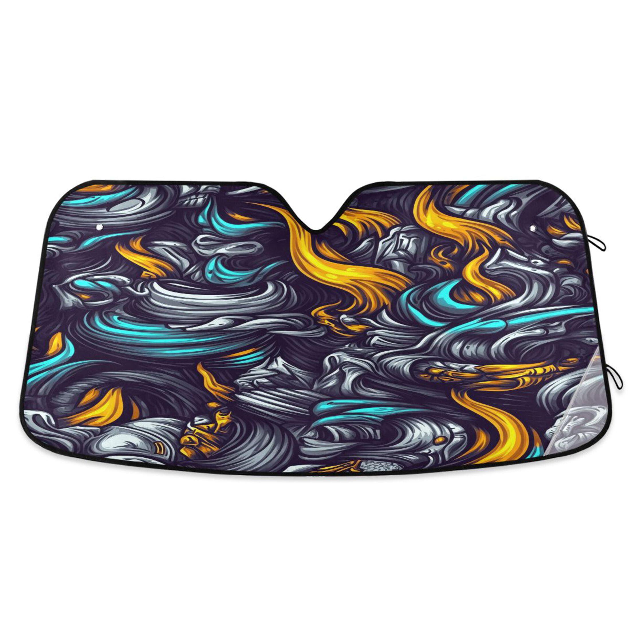 Fierce Fire and Smoke Car Windshield Sun Shade Foldable Car Front ...