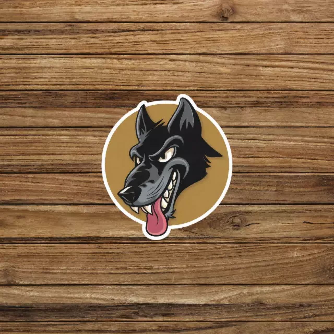 Fierce Laughing Cartoon Wolf Sticker - Edgy Animal Decal For Laptops ...