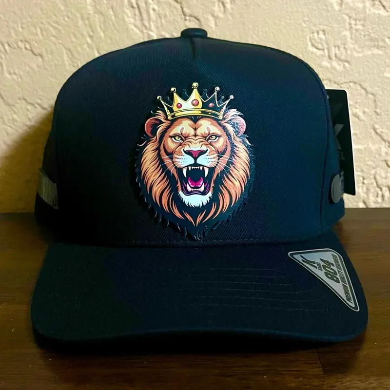 Fierce Lion King Snapback Hat, Adjustable Cap with Bold Crowned Lion ...