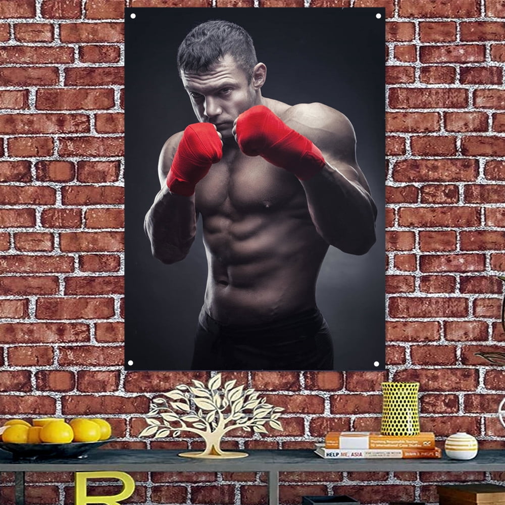 Fierce Man Boxing Match Wallpaper Wall Chart Workout Posters High ...