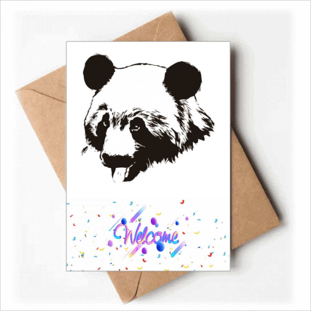 Fierce Outline Panda Cat Handsome Welcome Back Greeting Cards Envelopes ...