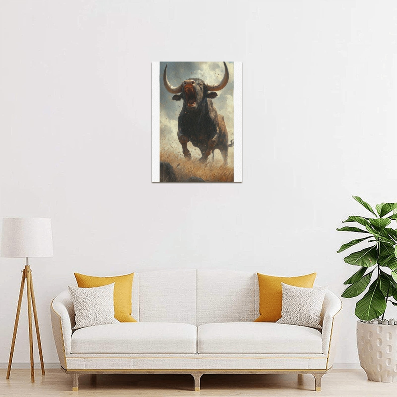Fierce Roaring Bull Charging 8x10 Wood Wall Art Print | Dynamic ...
