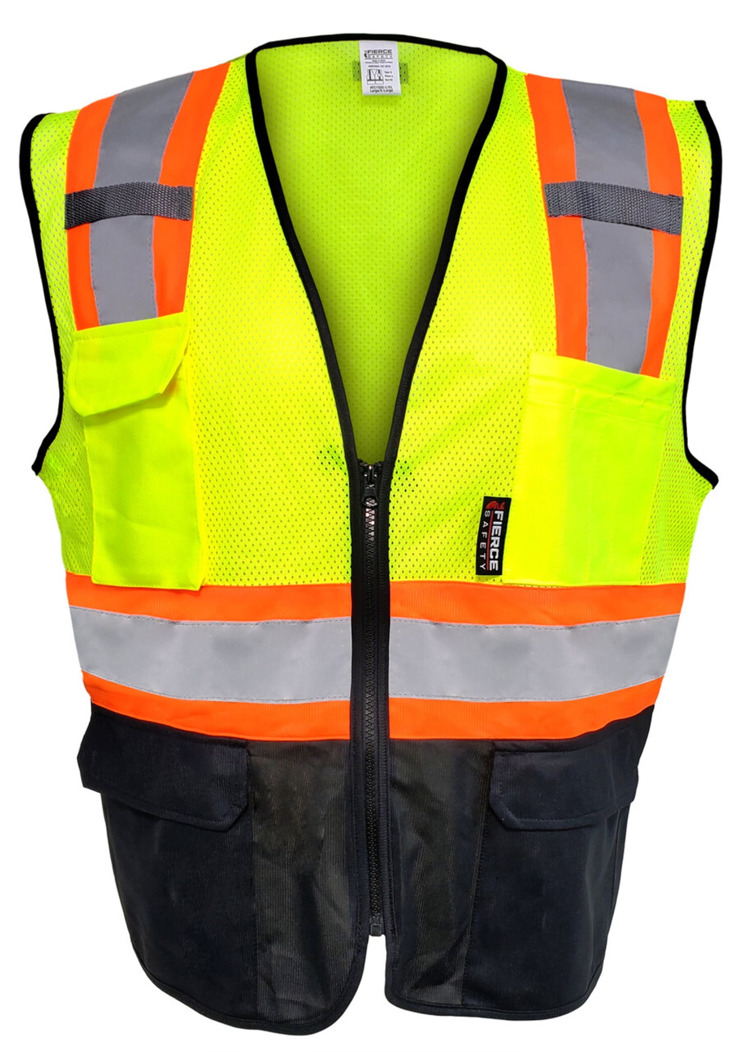 Fierce Safety Surveyors Class 2 Meshed Vest with Orange Trim and Black ...
