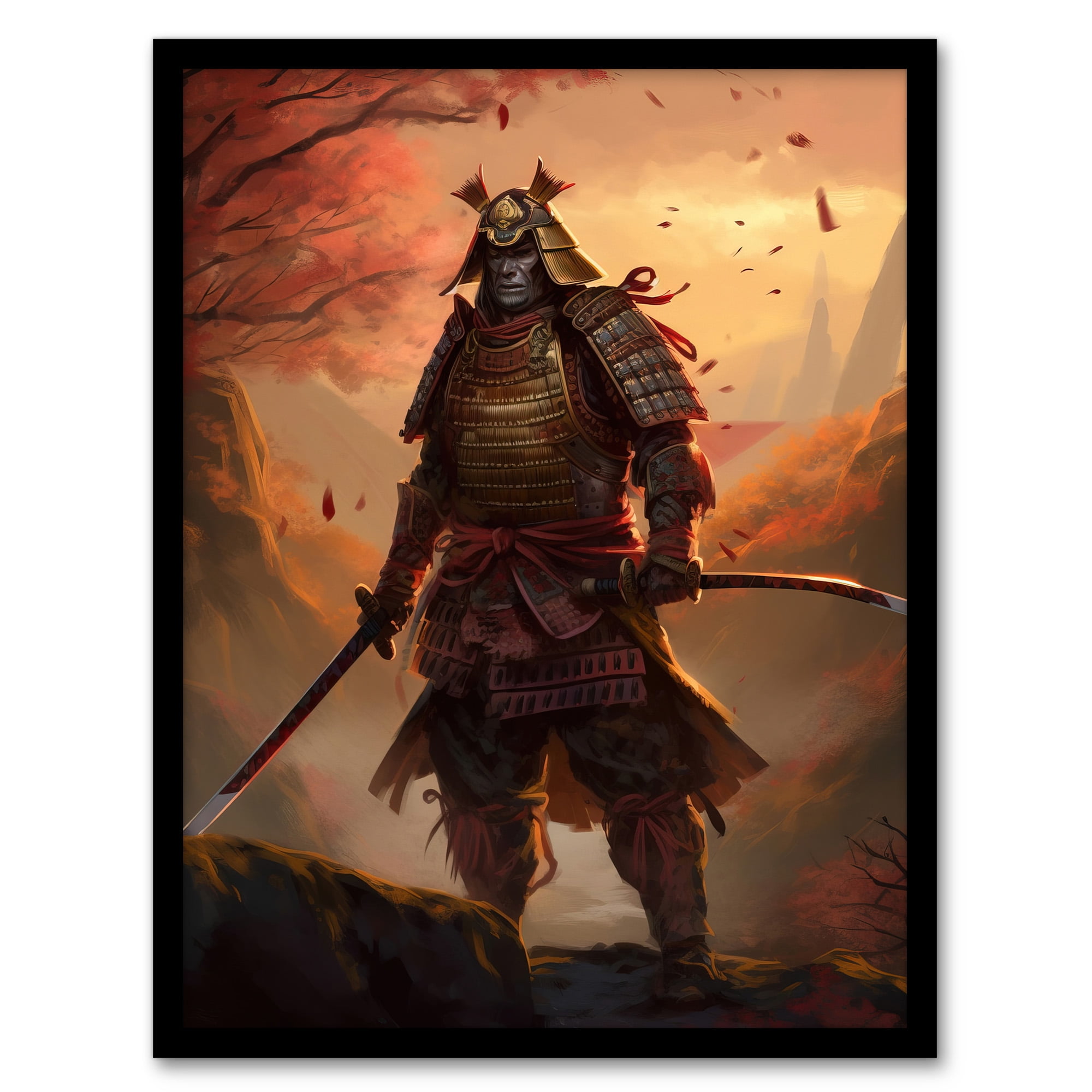Fierce Samurai Warrior Concept Painting Warrior in O-yoroi Armour ...
