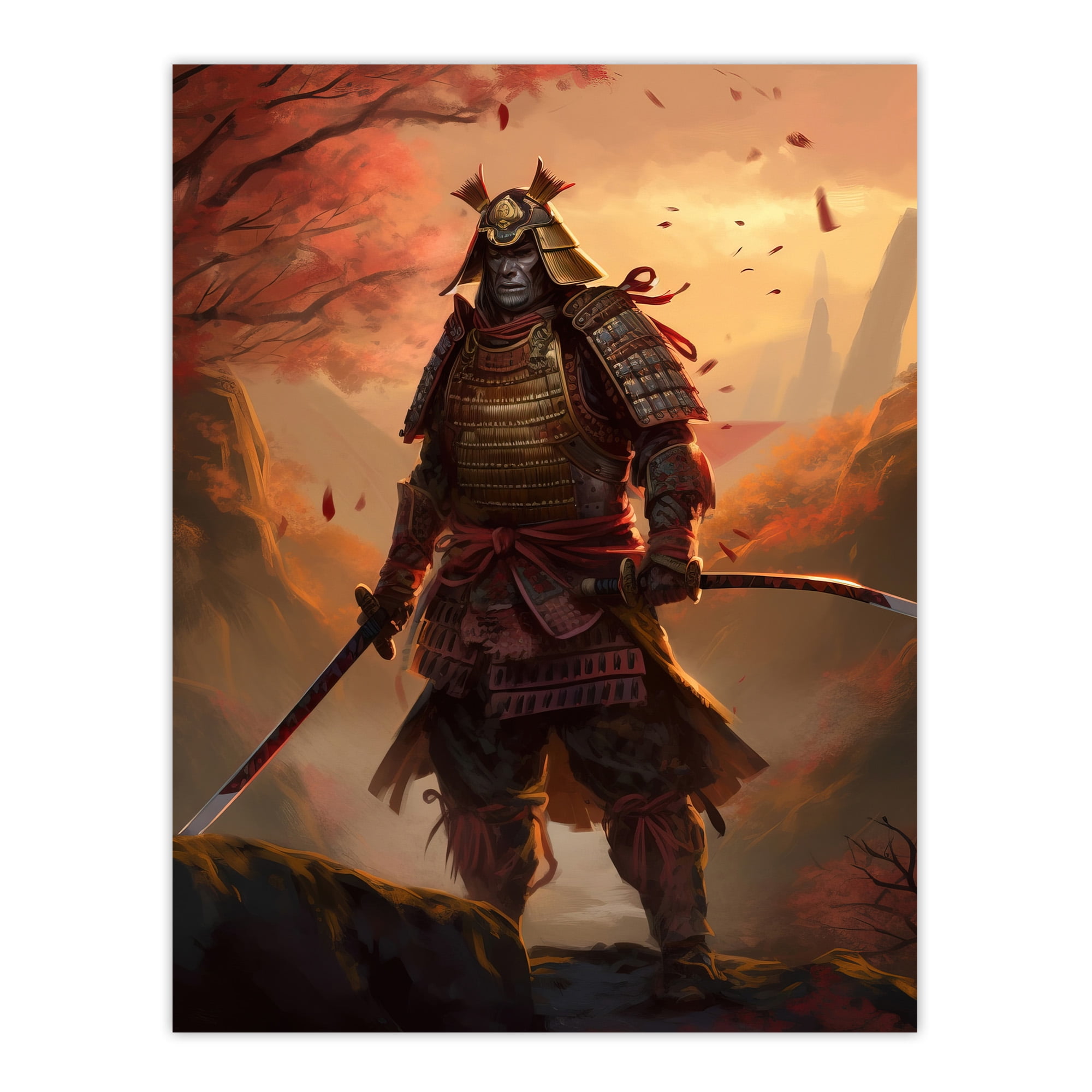 Fierce Samurai Warrior Concept Painting Warrior in O-yoroi Armour ...