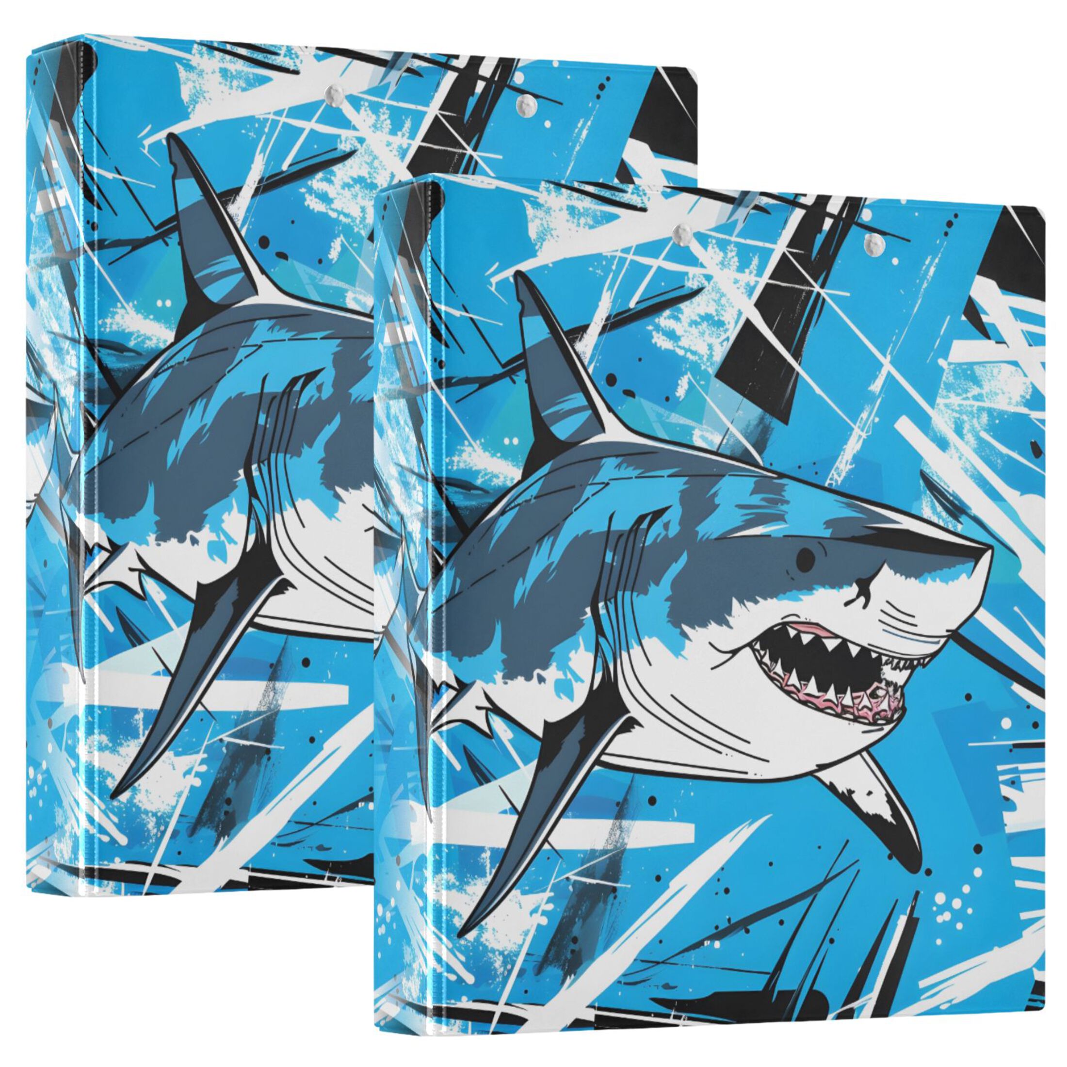 Fierce Shark Hardcover 3 Ring Binder 1.5 inch Round Rings with Interior ...