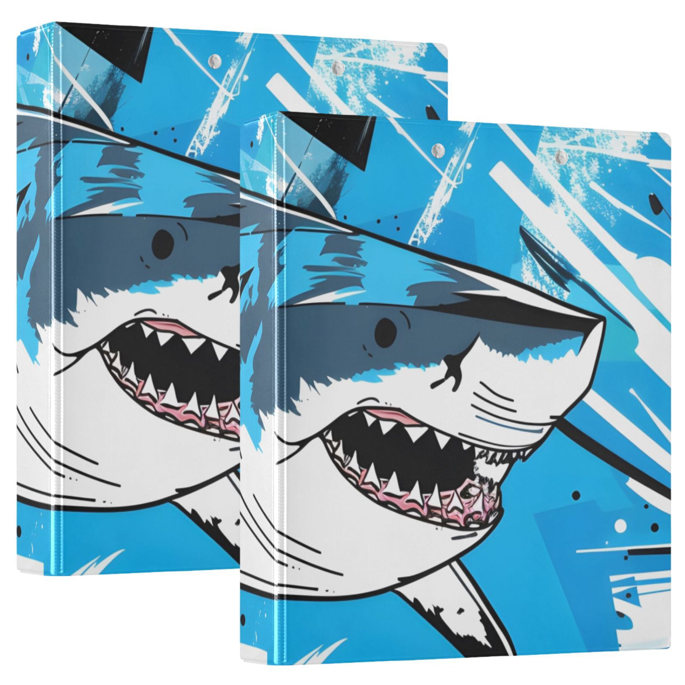 Fierce Shark Hardcover 3 Ring Binder 1.5 inch Round Rings with Interior ...
