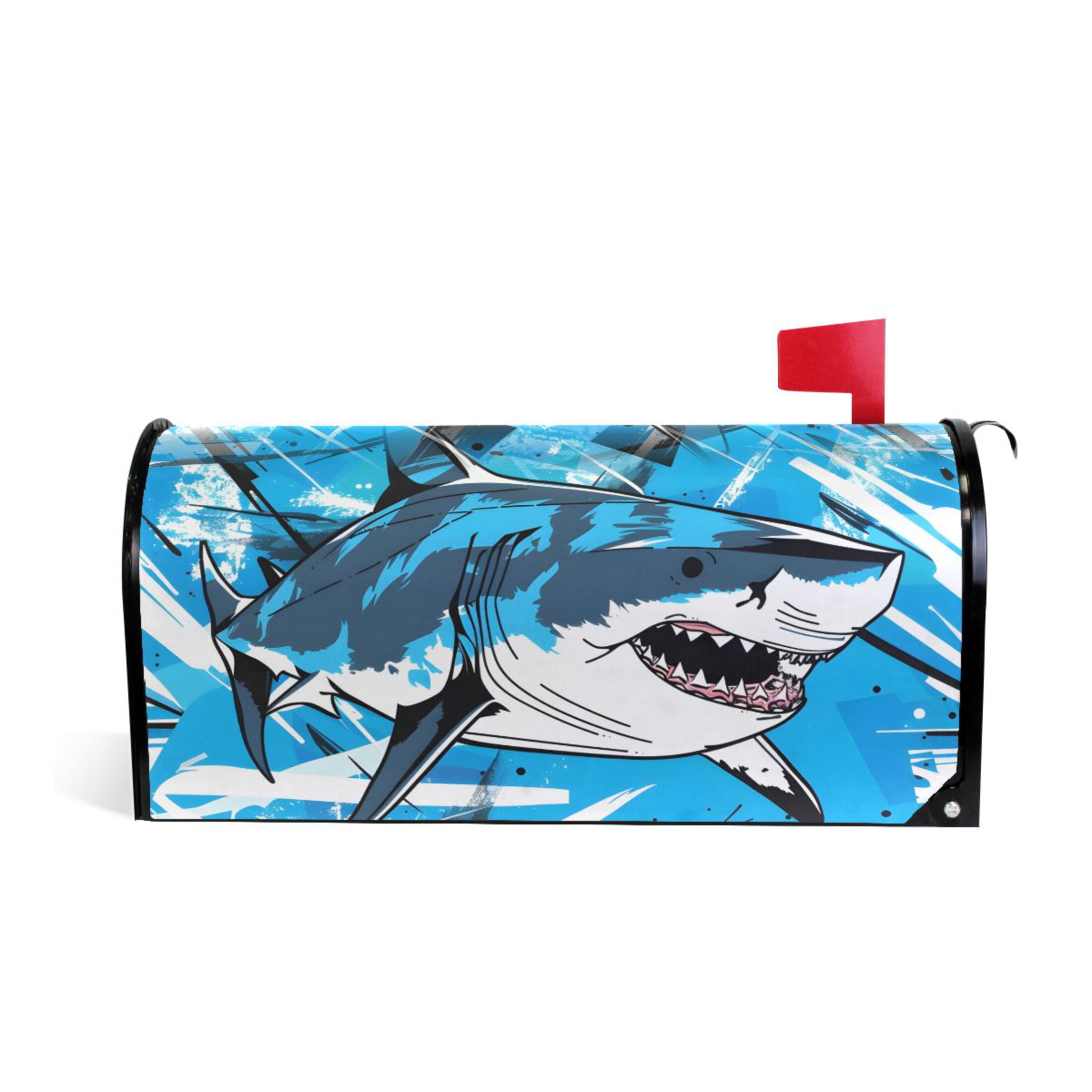 Fierce Shark Mailbox Covers Magnetic Post Box Cover Wraps Standard Size ...