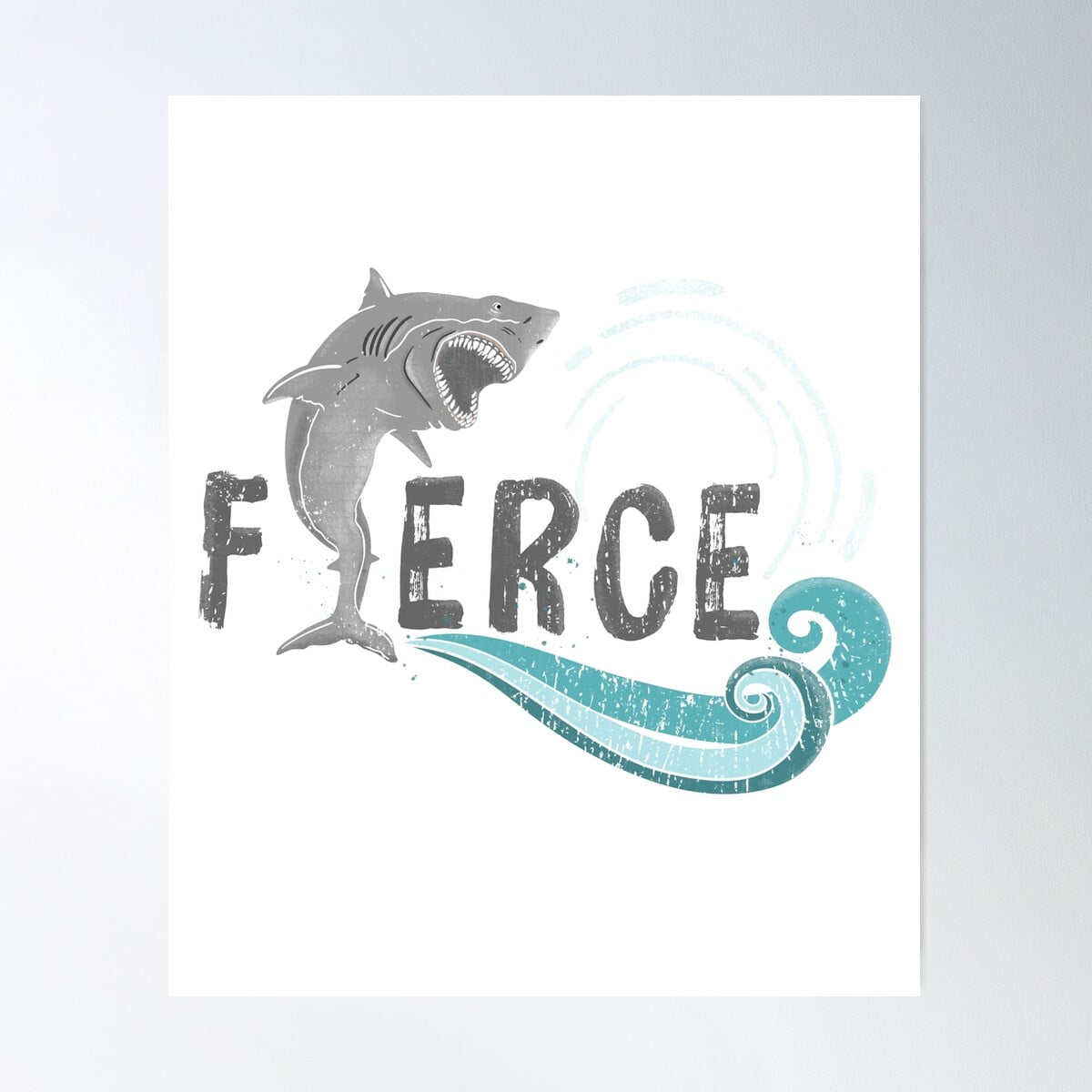 Fierce Shark Poster Wall Art Modern Wall Decor Wall Art Home Decor Cute ...