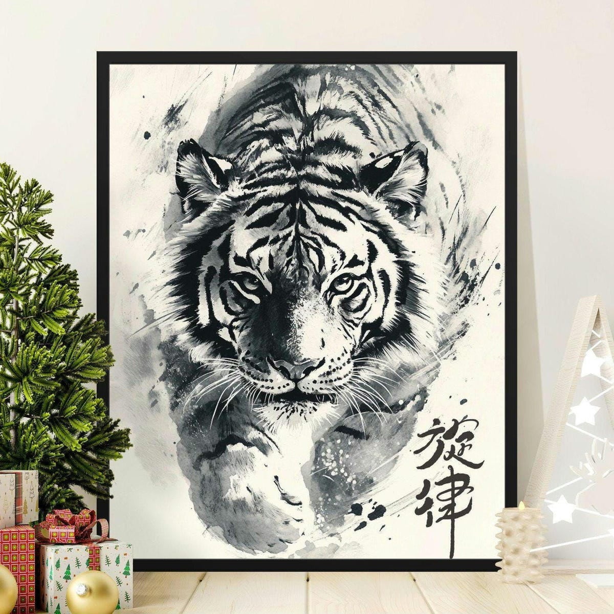 Fierce Tiger Art Print, Zen Tiger Poster, Black and White Tiger Artwork ...