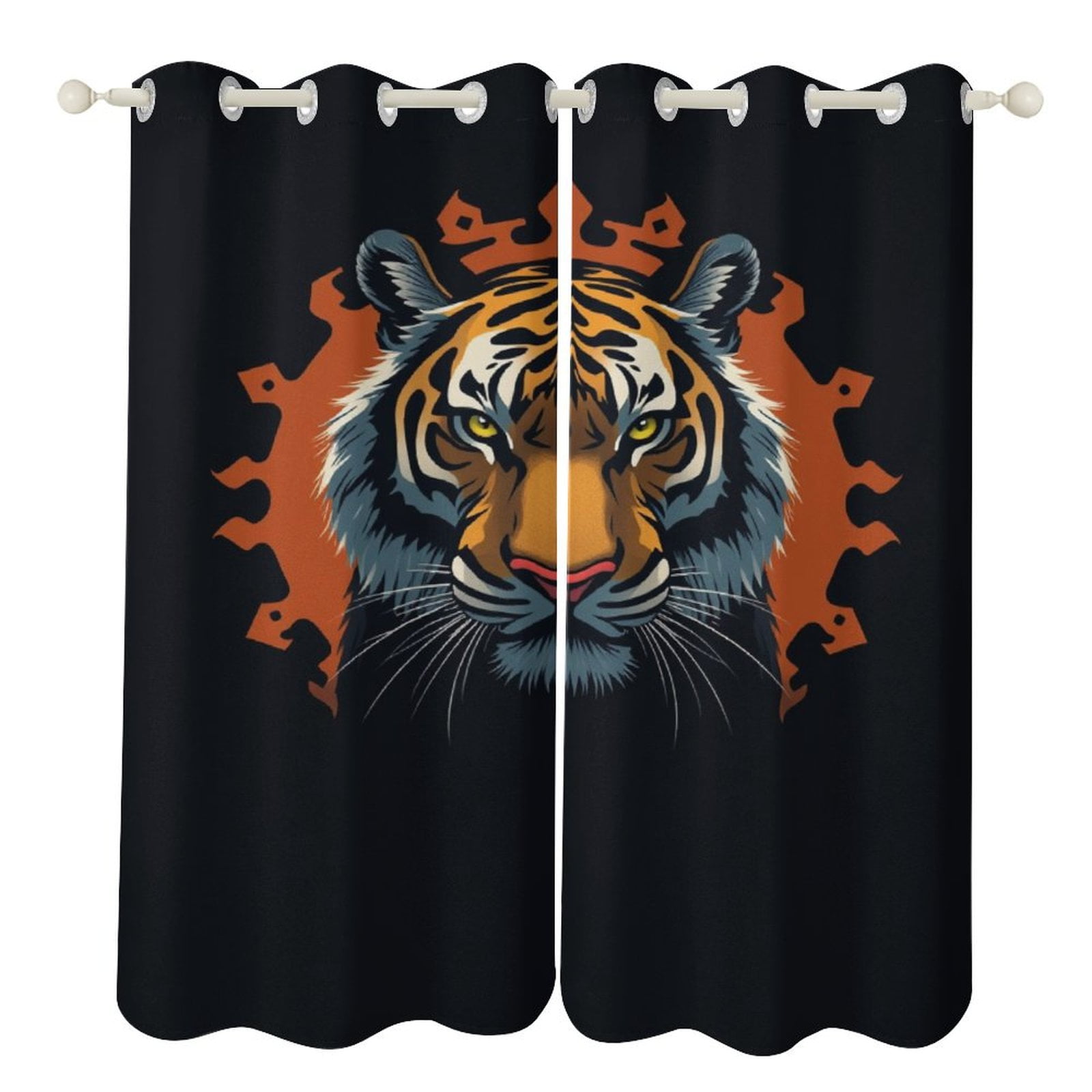 Fierce Tiger Blazing Design Art 2 Pieces Window Drape Curtain for ...