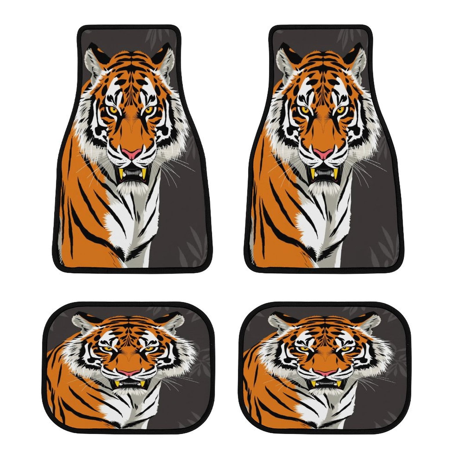 Fierce Tiger Dark Background Car Floormat Heavy Duty Front Rear Floor ...