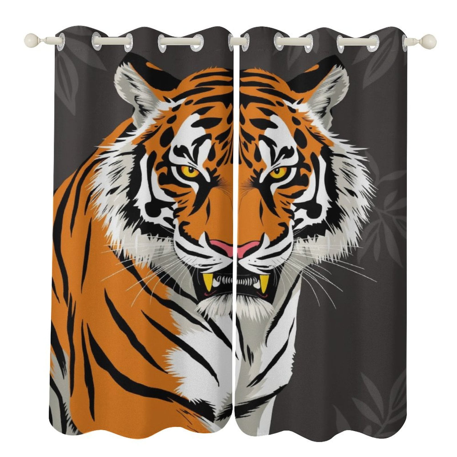 Fierce Tiger Dark Background Curtains for Bedroom Living Room Drapes ...