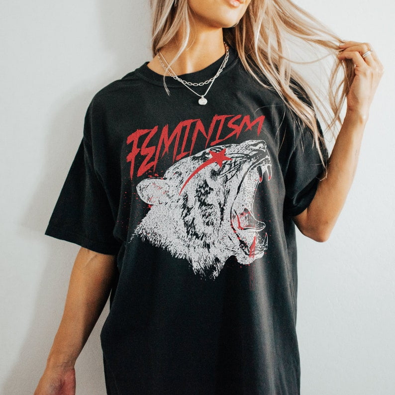 Fierce Tiger Feminism Shirt – Easy Tiger Feminist Dragon Tee, Weirdcore ...