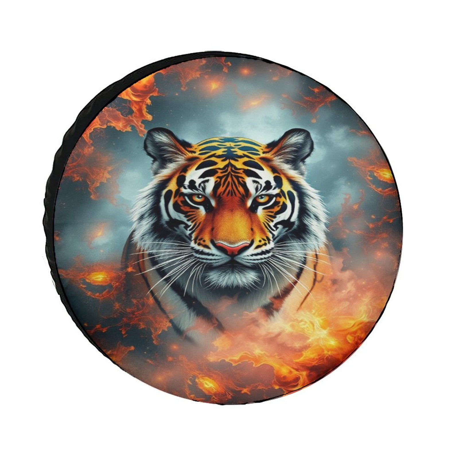 Fierce Tiger Fiery Cosmic Background Spare Tire Cover Universal Wheel ...