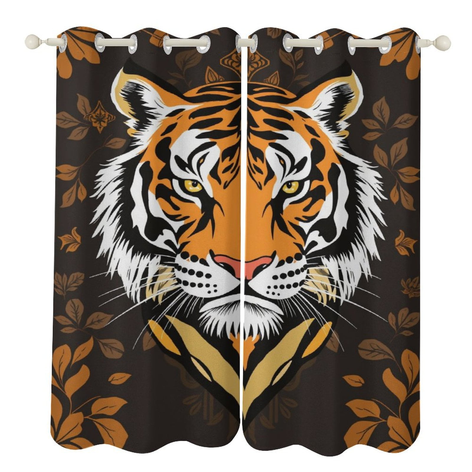 Fierce Tiger Floral Design Curtain for Living Room Bedroom Set Design ...