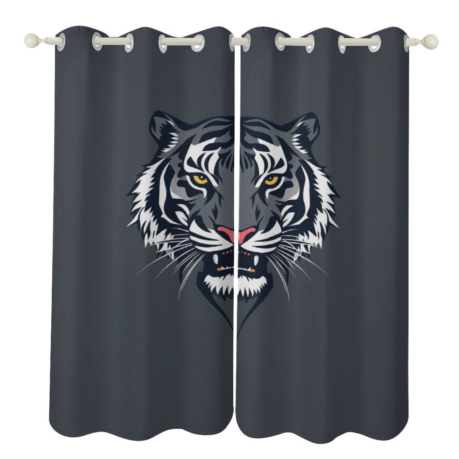 Fierce Tiger Head Design Art Curtain for Living Room Bedroom Set Design ...