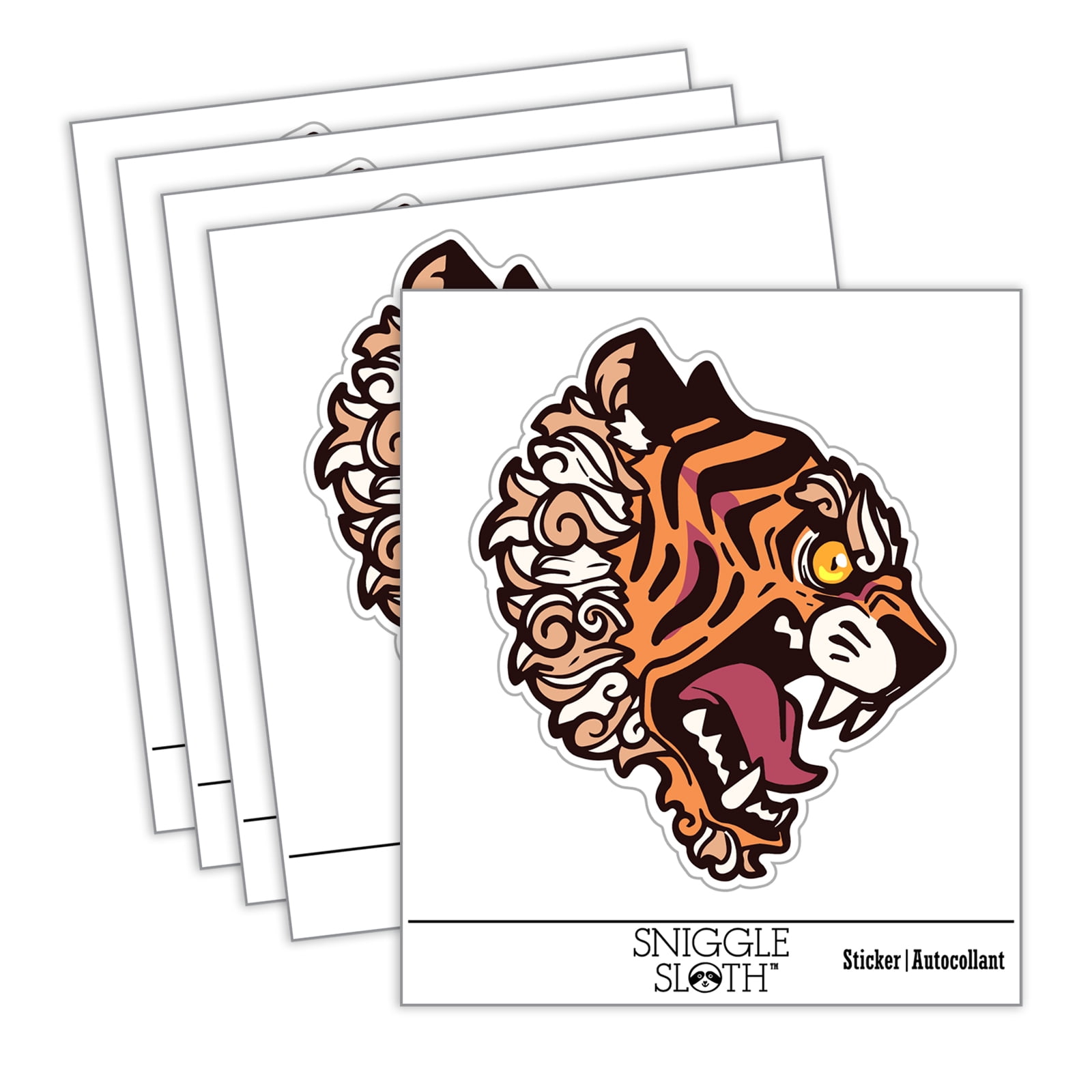 Fierce Tiger Head Profile Car Window Bumper Water Bottle Phone Tablet ...
