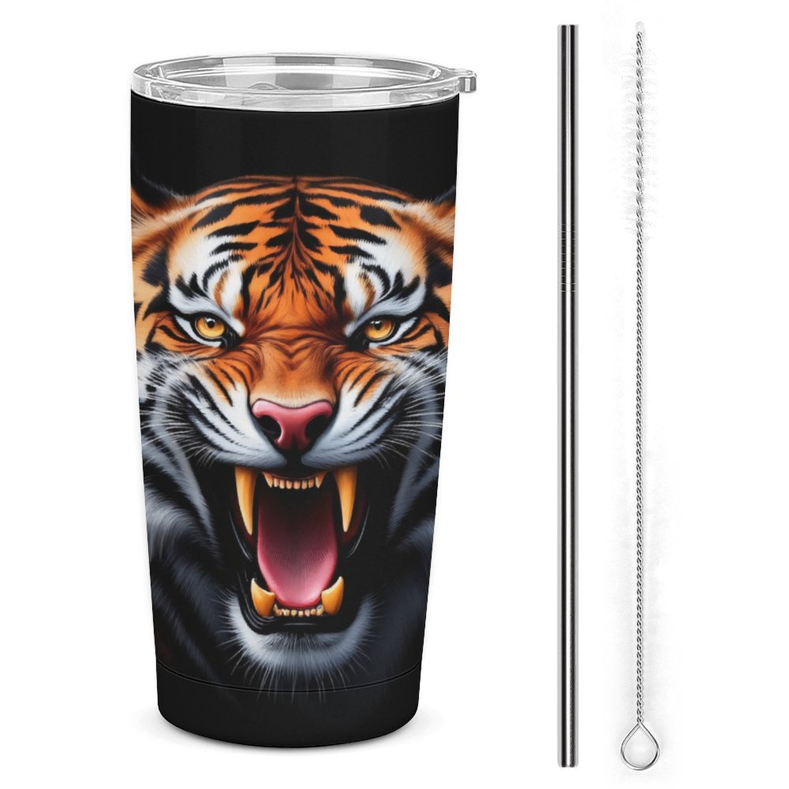 Fierce Tiger Roar Design Tumbler Print 20oz Stainless Steel Coffee Cup ...