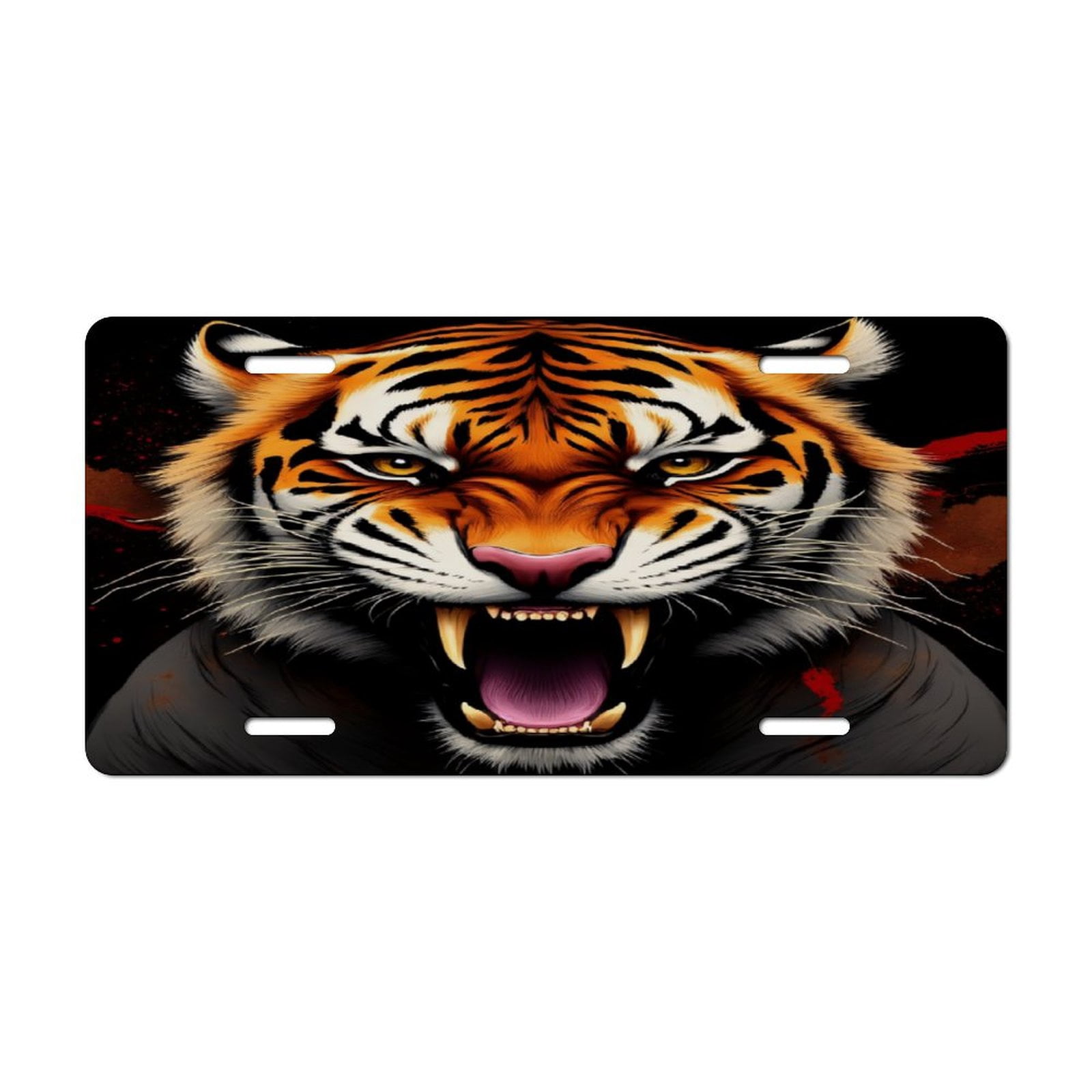 Fierce Tiger Roar Print License Plate Lightweight Aluminum Automotive ...