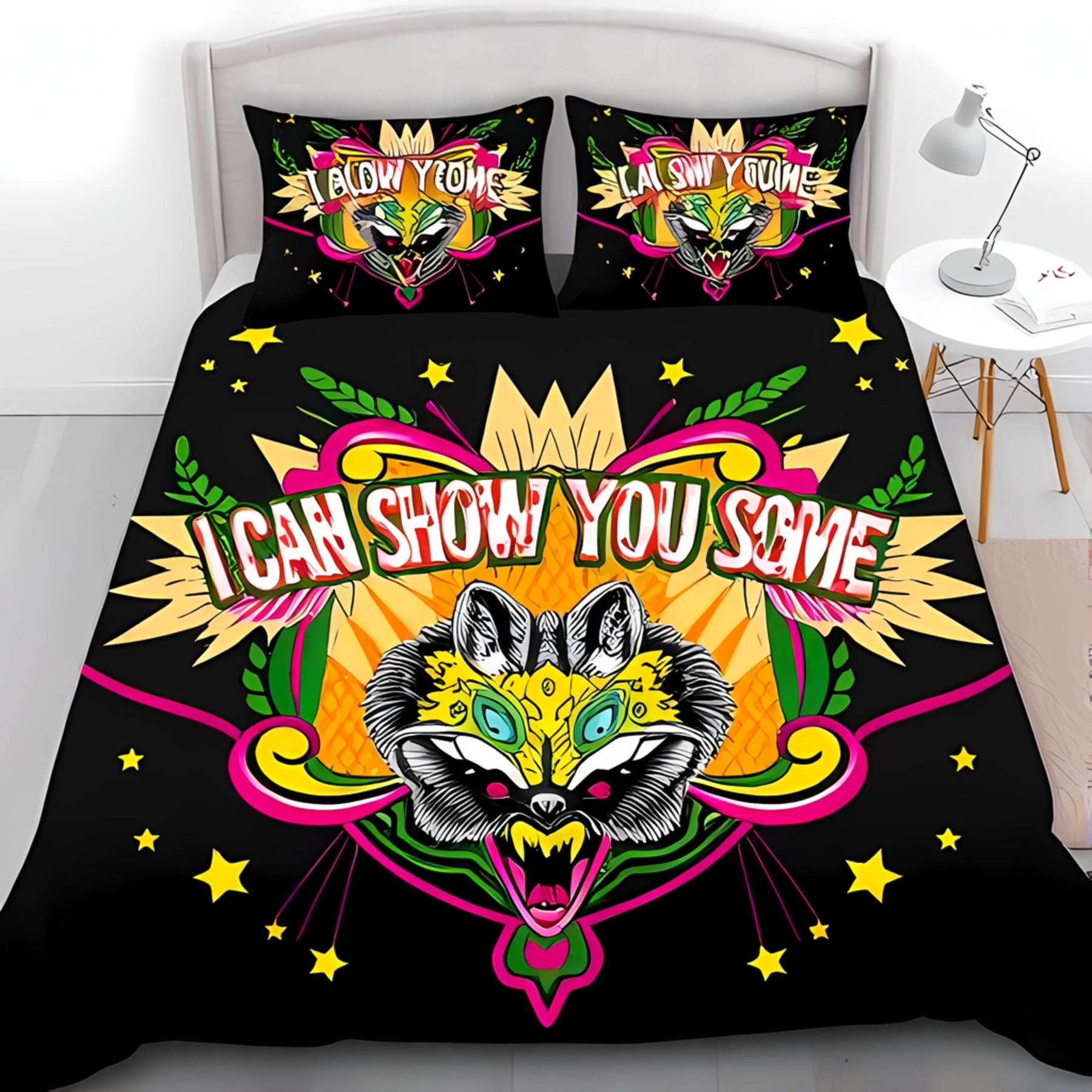Fierce Wolf 3-Piece Duvet Cover Set with Colorful Design & Matching ...