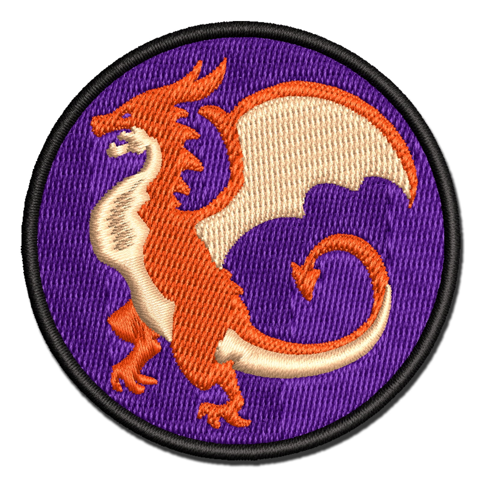 Fierce Wyvern Dragon Fantasy Silhouette Applique Multi-Color ...