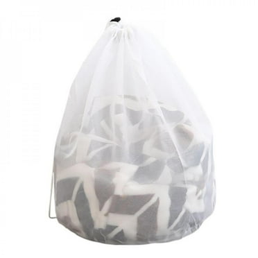 Mainstays White Polyester Mesh Laundry Bag with Drawstring Closure, 24 ...
