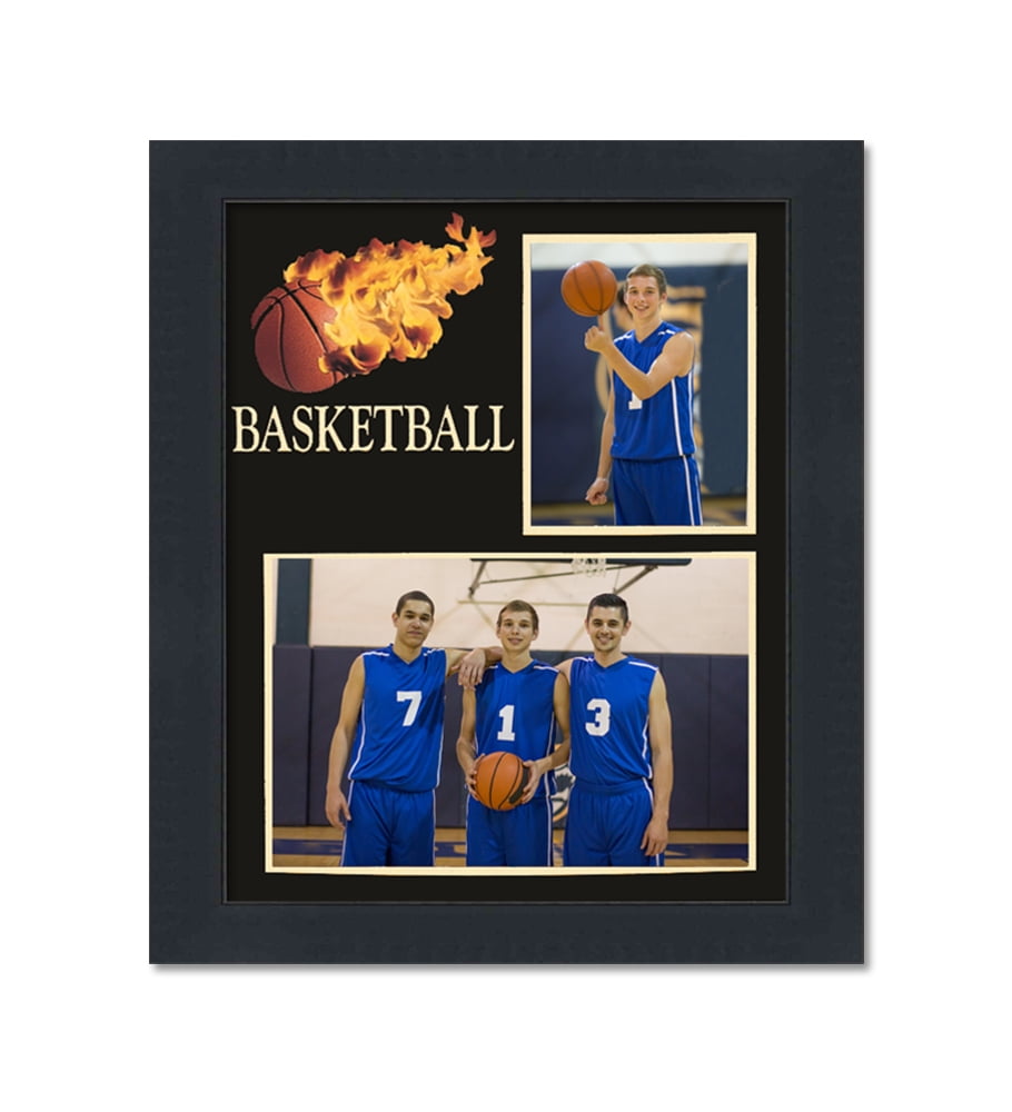 Fiery Basketball Theme Black Wood Frame and Basketball Decoration ...