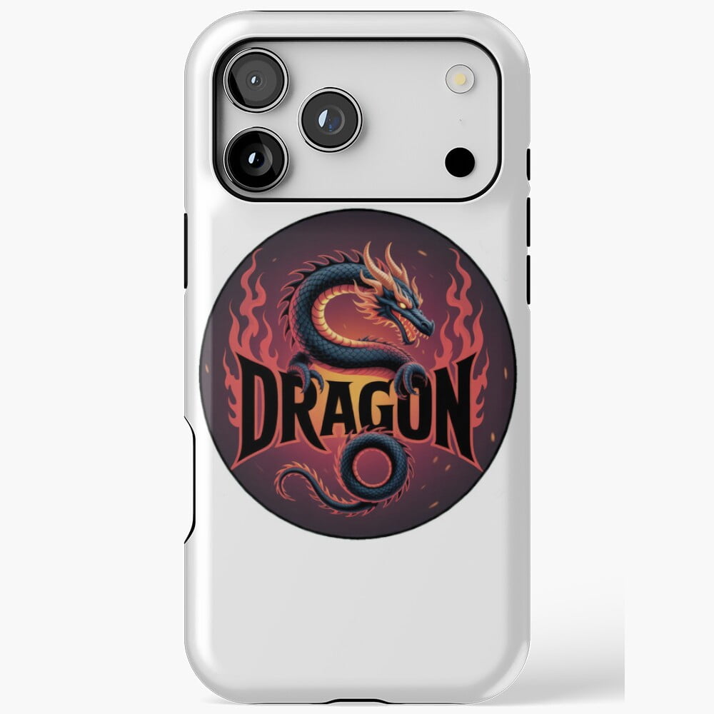Fiery Black Dragon With Fire Emblem iPhone Case 17 16 15 14 13 12 11 ...
