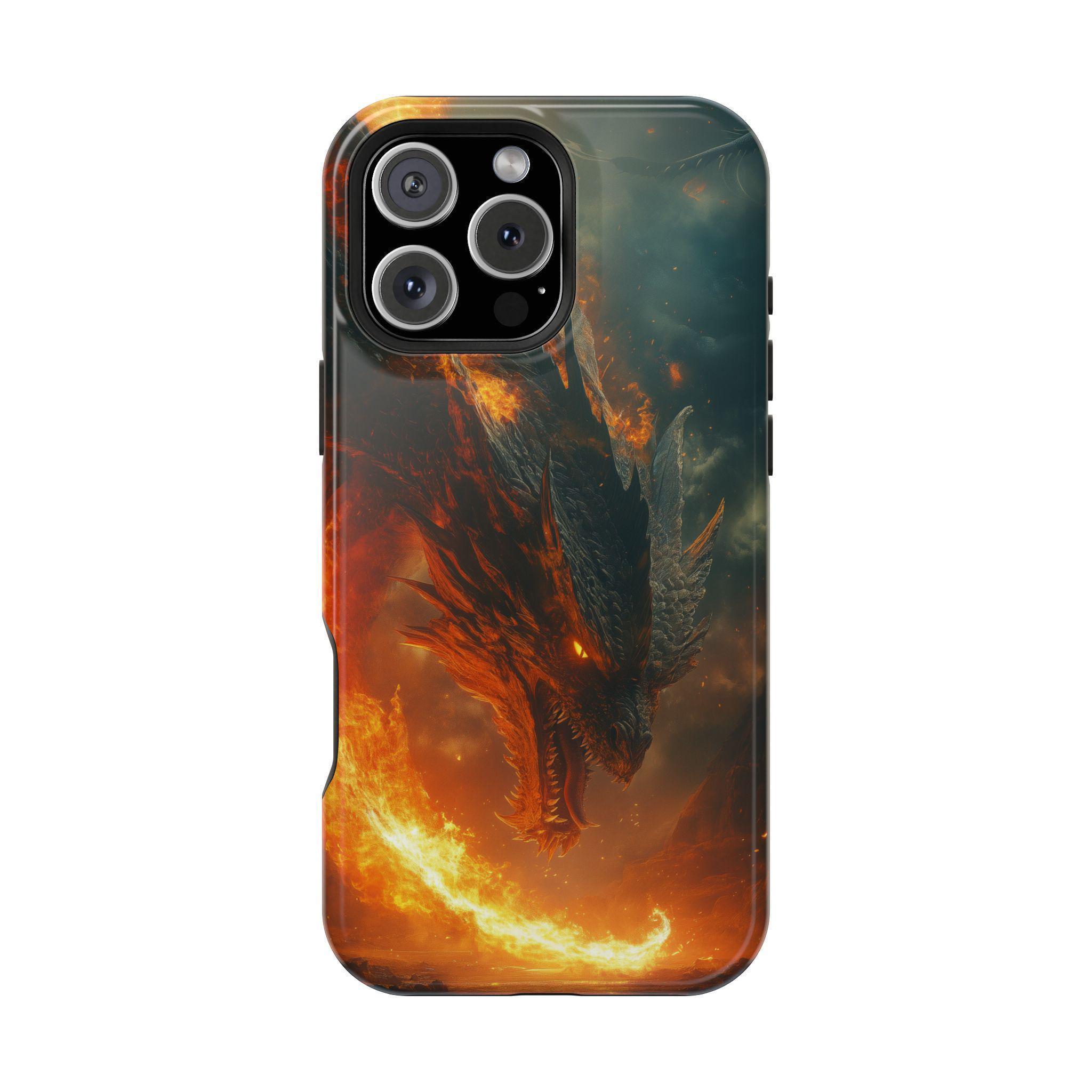 Fiery Dark Dragon Titan Mythic Battle Fantasy Scene Phone Case 17 16 15 ...