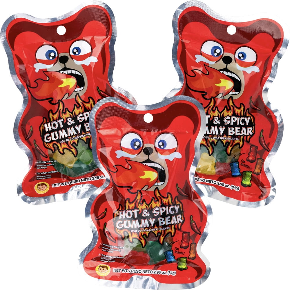 "Fiery Delight: Pocas Soft Hot & Spicy Gummy Bears (2.95oz) - 3 Pack ...