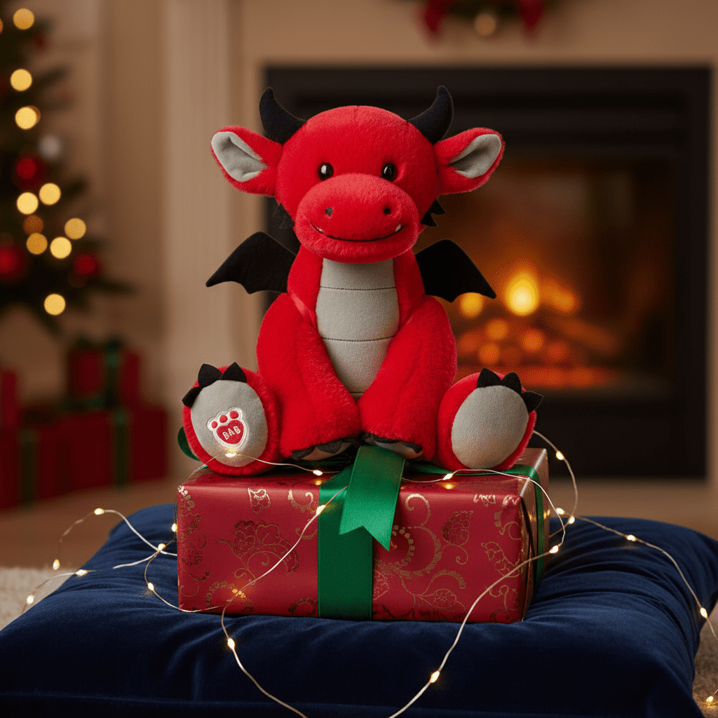 Fiery Dragon Plush - 33" Jumbo Soft Red Flying Dinosaur Stuffed Animal ...