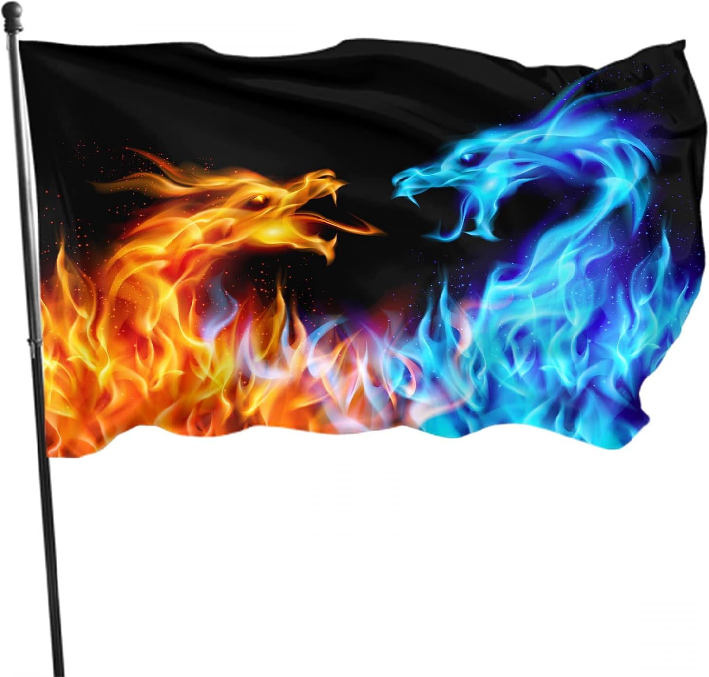 Fiery Dragons Flag Chinese Medieval Myth Fantasy Flame Monster Vivid ...