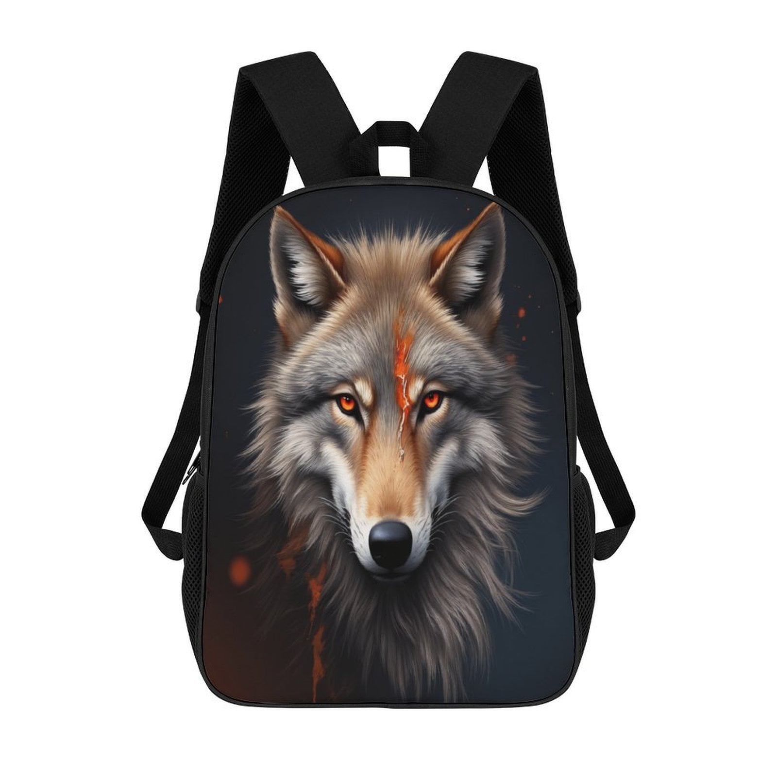 Fiery-Eyed Wolf Portrait 3D Print 17in adolescent backpack Bags Laptop ...