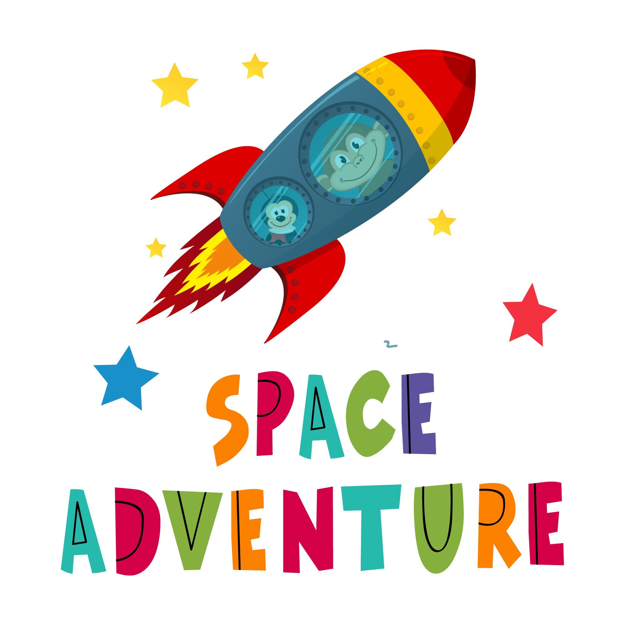 Fiery Flying Rocket Monkeys Ride Wall ArtWall Decal Decoration Space ...