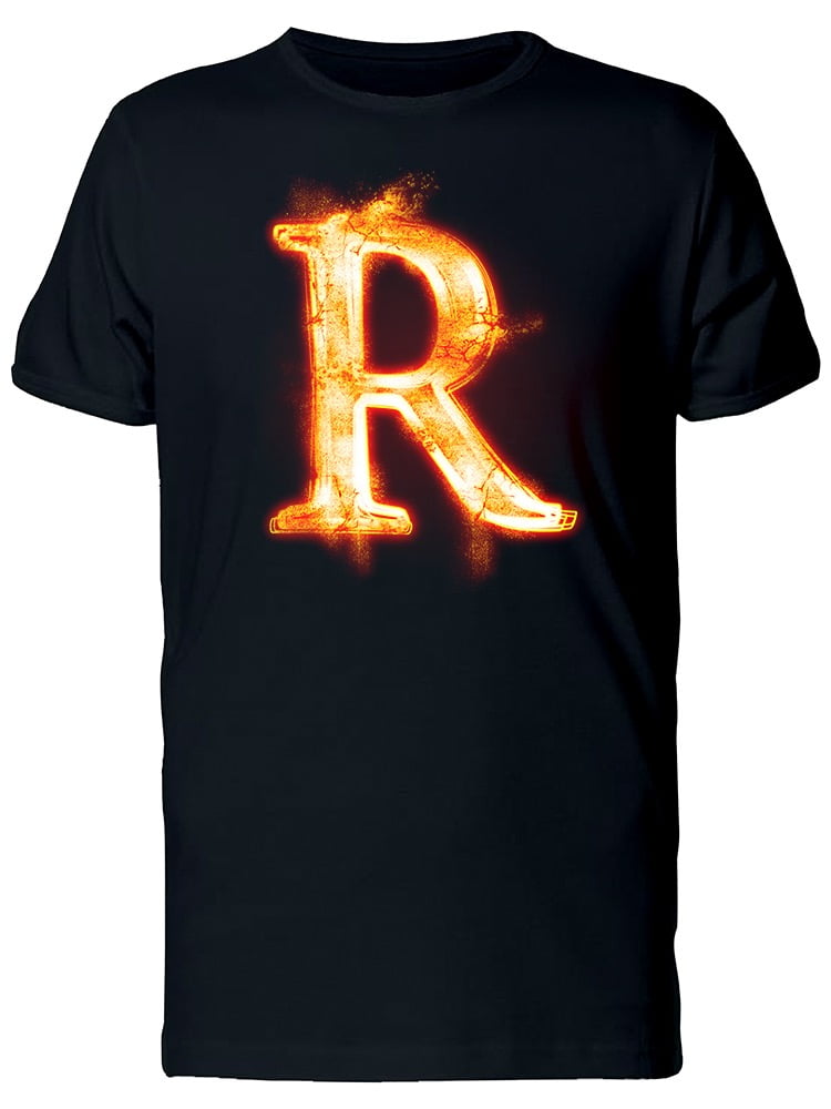 Fiery Font Letter R T-Shirt Men -Image by Shutterstock, Male Medium ...